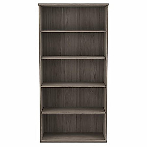 Bush Business Furniture Hybrid Tall 5 Shelf Bookcase in Modern Hickory