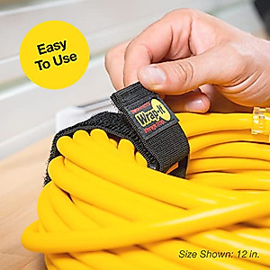 Wrap-It Storage Super-Stretch Straps, 12" (8 Pack) - Elastic Hook and Loop Cinch Straps - Reusable Extension Cord Organizer, Cable Ties, Hose Storage, Accessories Holder for Garage Organization