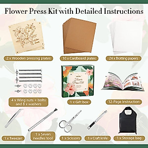 Aboofx Extra Large Flower Press Kit, 10.8" x 10.8" 10 Layers Wooden Flower Pressing Kit with Storage Bag, Flower Pressing Kit for Adults, DIY Pressed Flower Plant Preservation Kit