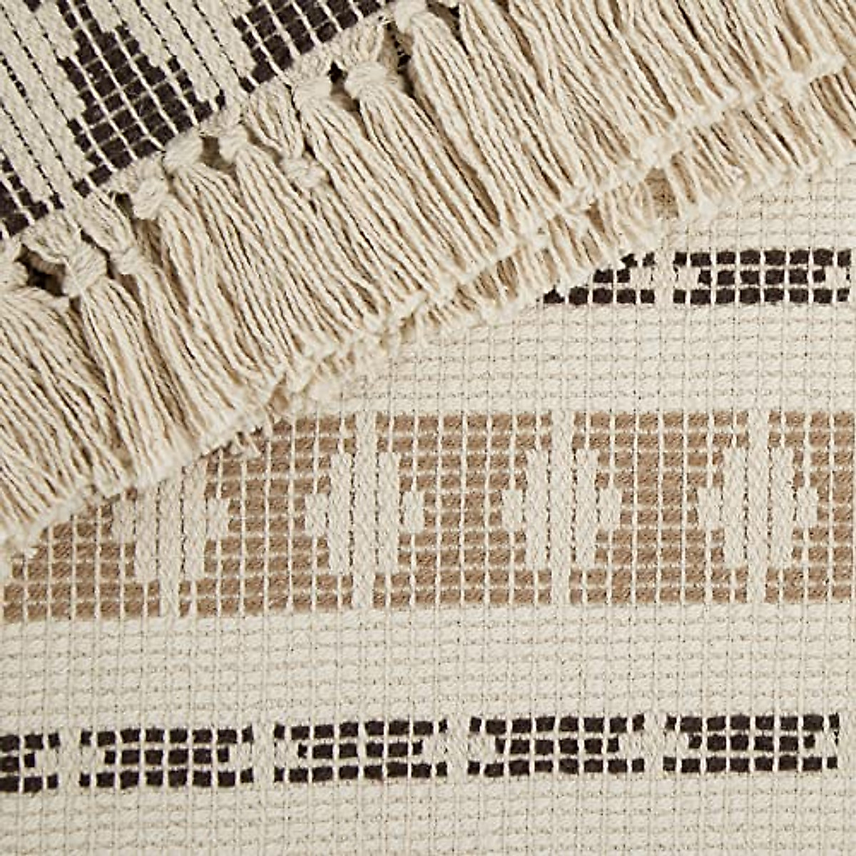 DII California Casual, Colby Southwest Woven Throw, Dark Brown & Stone, 50x60