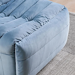 Swivel Recliner Chair, 360° Swivel Leisure Living Room Chairs with Side Pocket & Footrest, Comfy Lounge Lazy Reading Sofa Chair Accent Chairs for Bedroom, Small Space, Blue