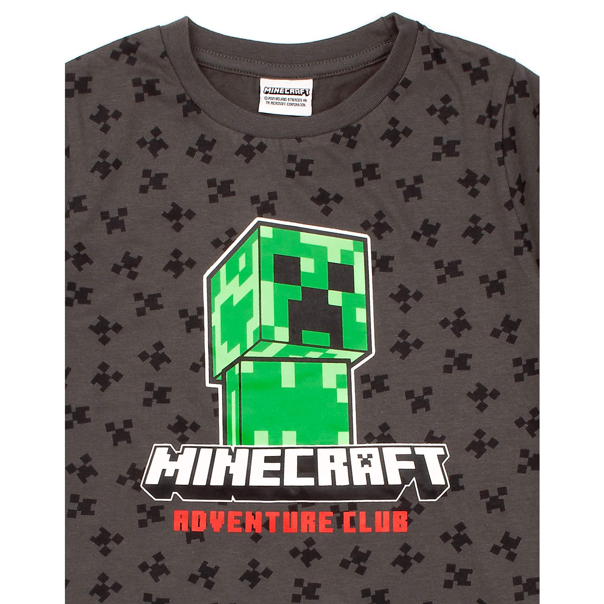 Minecraft T Shirt Boys Kids Creeper Short Sleeve Grey Top Merchandise 9-10 Years