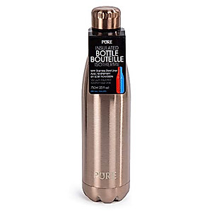 PURE Drinkware Pure Premium-Quality 750ml Sports CTG Large Stainless Steel Vacuum Insulated Metallic Water Bottle, 25 oz, Rose Gold