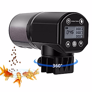 Barkmew Automatic Fish Feeder, Moisture-Proof Electric Auto Fish Feeder for Aquarium or Fish Tank, Fish Food Vacation Feeder Timer Fish Food Dispenser, 200ML, Black