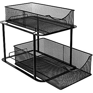 2 Tier Mesh Sliding Drawers - Cabinet Baskets Under The Sink Organizer