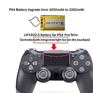 AOLIKES Cuh-zct2e Battery LIP1922-S 2200mAh for PS4 Pro Battery Replacement, for with Integrated Light Bar PS4 Slim Controller Battery Replace LIP1522 on Cuh-zct2u Series Controller PS4 V2 Battery