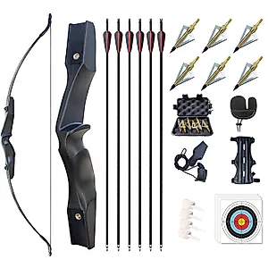 Monsour Archery 53" Takedown Recurve Bow and Arrows Set for Adults Right Hand Longbow Kit Straight Bow for Beginner Shooting Practice 30 40lb (30lb)