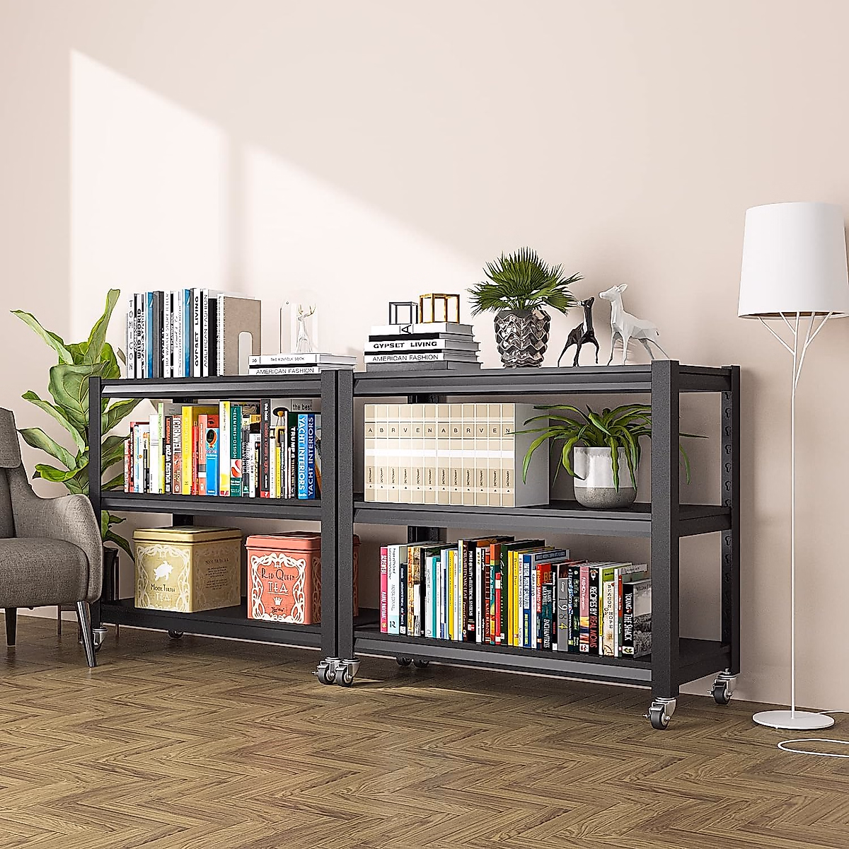 Generic 32"" W Storage Shelves,Heavy Duty Metal Shelving Unit,Pantry Shelves, Kitchen Shelves, Garage Shelving,Utility Rack (31.5"" W×15.7"" D×31.5"" H), Black, TGJZ-80W