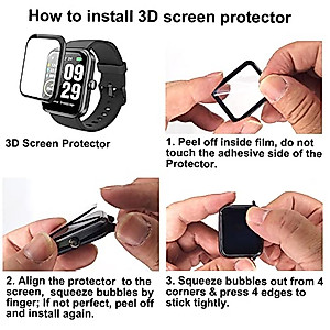 smaate Screen Protector for S2 1.69 inch, Compatible with TOZO S2 smartwatch, 3-Pack, 3D Full Coverage, Curved Edge frame, Anti-shatter, Anti-scratch