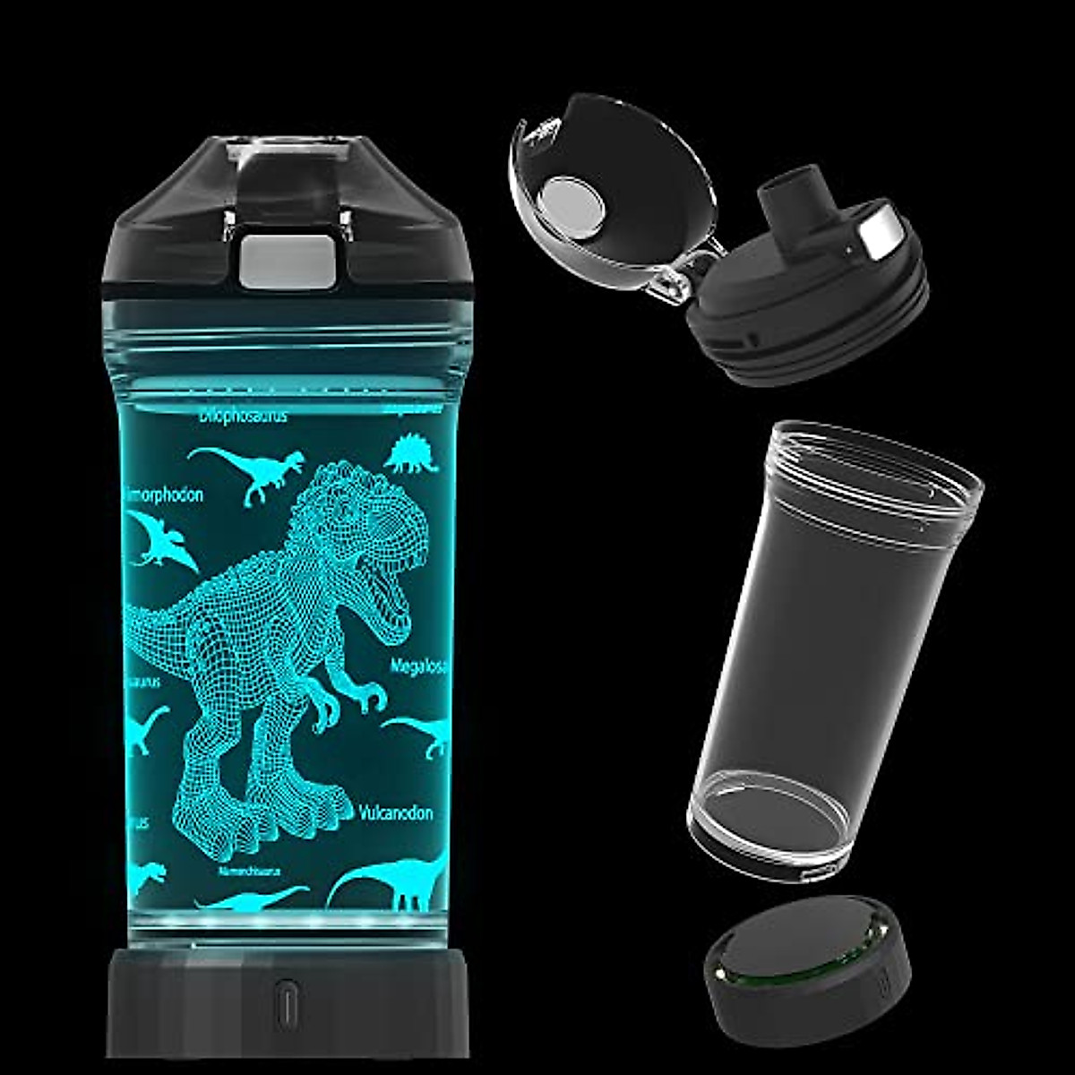 Anywin Dinosaur Gifts for Boys, Dinosaur Glowing Water Bottles, Light Up Dinosaur Led Night Travel Cups -Tritan BPA Free & Easy Clean & Carry Handle, Gifts for Back to School, Birthday, Xmas for Kids