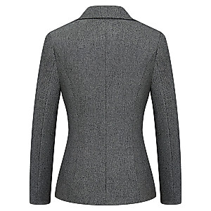 MODFUL Women's 2 Piece Business Suit Pant Set Slim Fit One Button Blazer Jacket Lady Work Suit for Office (Grey,X-Large)