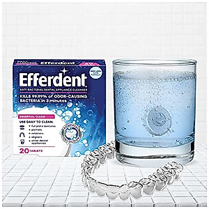 efferdent Denture & Retainer Cleanser Tablets, Essential Clean, 20 Tablets (Pack of 2)