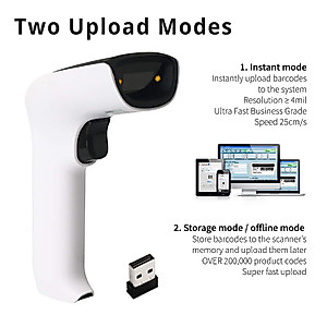 ScanAvenger Wireless Portable 1D&2D Bluetooth Barcode Scanner: Hand Scanner 3-in-1, Cordless, Rechargeable Scan Gun for Inventory - USB Bar Code/QR Reader (1D&2D with No Next Gen Stand)…