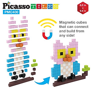 Picasso Cubes 0.5” Pixel Magnetic Puzzle Cube 400 Piece Mix & Match Sensory Toys STEAM Education Learning Building Block Magnets Children Construction Toy Set Stacking Magnet Creative Kit PMC400