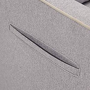 DaVinci Owen Upholstered Swivel Glider with Side Pocket and Storage Ottoman in Grey with Cream Piping, Greenguard Gold & CertiPUR-US Certified