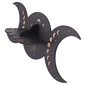 Garneck 5pcs Eid Mubarak Large Shelf Floating Shelf Jewelry Organizer Storage Moon Shelf Wall Wood Display Stand Shelve Bohemian Decor Decorative Crystal Rack Decorations Fine Wooden