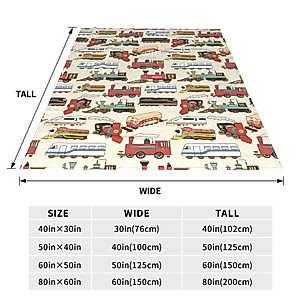 VODRM Cute Train Blanket Gifts for Kids Boys for Bed Living Room Bedding Couch Soft Lightweight Warm Cozy Funny Trains Car Throw Blankets Birthday Decor 50x60in All Seasons