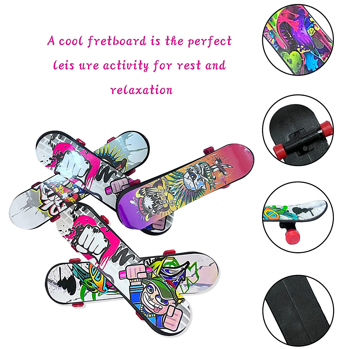 RONGYI Finger Skateboard Set, 20 Pieces Finger Skateboard Professional Mini Fingerboards Skatepark Game Keychain Decoration for Skateboard Lovers Gifts for Children, One Sided Pattern