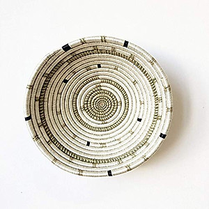 African Basket- Kanama/Rwanda Basket/Woven Bowl/Sisal & Sweetgrass Basket/White, Black, Sweetgrass