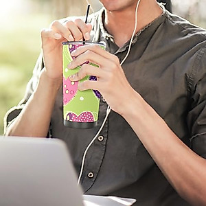 QWEUIOP 20oz Insulated Travel Coffee Mug Colorful Hearts Pattern Stainless Steel Tumbler with Lid Double Wall Vacuum Coffee Cup For Hot and Cold Drinks14682