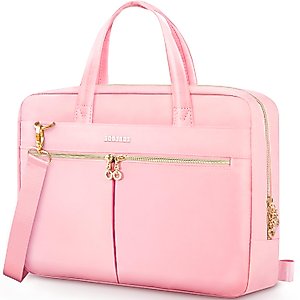 Ferkurn Laptop Bag Case Women Men Computer Bag Compatible with MacBook/HP/LG/Dell, Shoulder Strap Carrying Briefcase Messenger Bag, Pink, 15.6-16 Inch