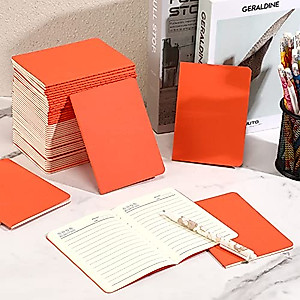 Ctosree 50 Pcs Small Lined Notepads Bulk Mini Journal Memo Pocket Notebooks Mini Composition Notepad Office School Gifts Supplies for Kids Students, 24 Sheets, 5.5 x 3.5 Inches (Orange)