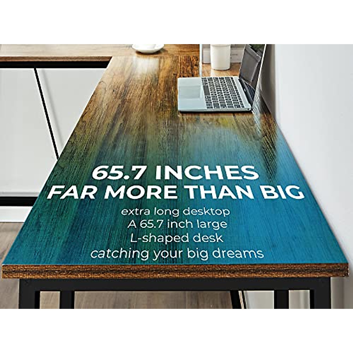 GreenForest L Shaped Computer Desk with Storage Shelves, 66 inch Modern Large Corner Gaming Desk for Home Office PC Workstation Space Saving Space, Walnut