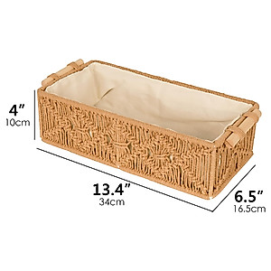 Purple Macrame Storage Basket, Boho Woven Decor Organizer for Countertop Toilet Tank Shelf Cabinet Bathroom Living Room Entryway