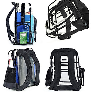 TXSN Heavy Duty Clear Backpack Durable Transparent See Through Bag (Medium, Black)