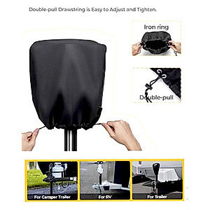 Heavy Duty & Waterproof Tow Jack Cover, Electric Tongue Trailer Jack Protective Universal Head Cover, black