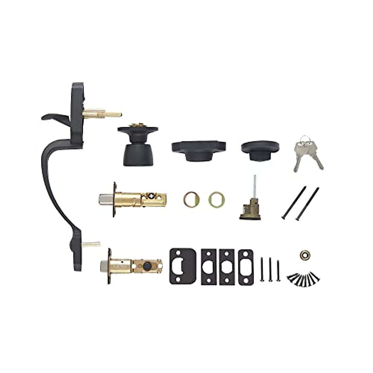 Amazon Basics Handleset with Tulip Knob - Single Cylinder - Matte Black