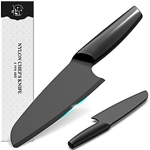 AILUROPODA Nylon Knife | 2 PCS Nylon Knife for Nonstick Pans | Nylon Knife Set for Cutting Fruits, Veggies and Bread Black