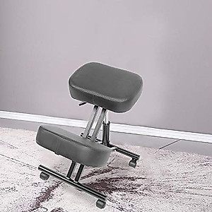 Comft Ergonomic Kneeling Chair Home Office Black Height Adjustable Stool with Thick Foam Cushions and Smooth Gliding Casters for Improving Posture