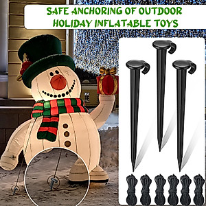 16 Sets Canopy Stakes with Nylon Ropes and Hook Tent Plastic Beach Tent Pegs Heavy Duty Tent Ground Anchor Stakes Outdoor Inflatables Stakes Tents Spikes for Garden Camping Lawn, 7 Inch