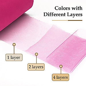 Fuchsia Tulle Fabric Roll 6 Inch by 100 Yards (300 feet) Sheer Tulle Ribbon for Halloween Party Decorations Tutu Gift Wrapping Valentine's Day Table Skirt Wedding DIY Crafts
