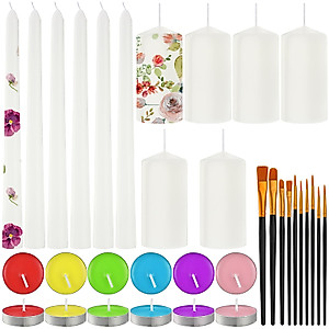 Conelist 72 DIY Candle Painting Kit Candles Crafts Activity Include 6 Pillar Candles 6 Taper Candles 60 Colored Tealight Candles for Wedding Christmas Gifts Birthday Tea Party Favors