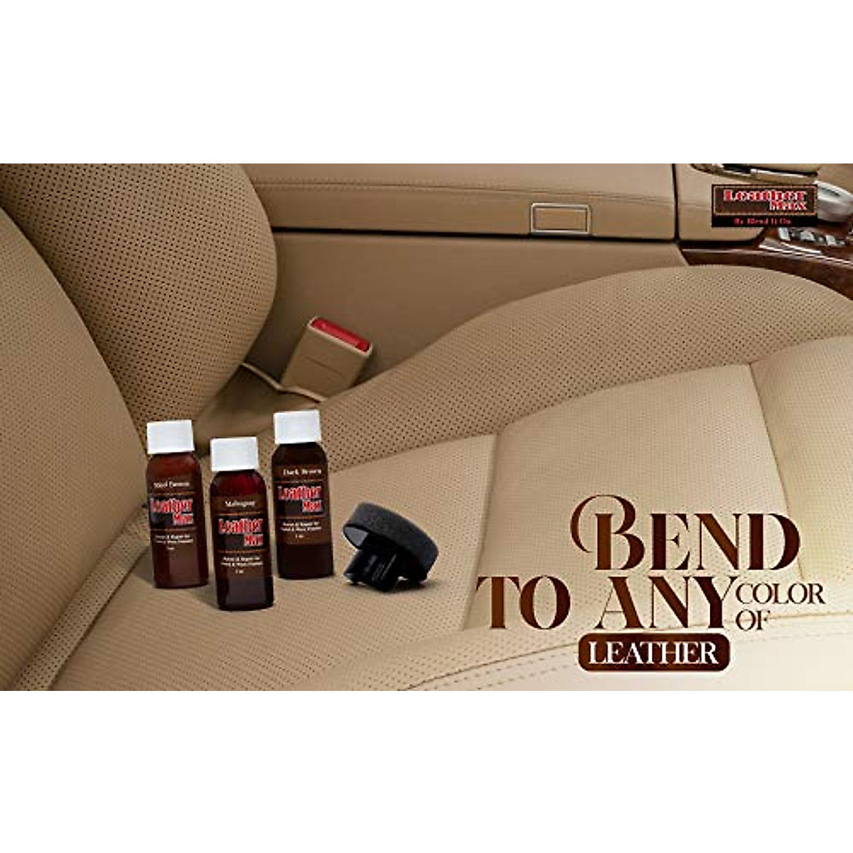Leather Max Complete Leather Refinish, Restore, Recolor & Repair Kit/Now with 3 Color Shades to Blend with/Leather & Vinyl Refinish (Bold Brown)