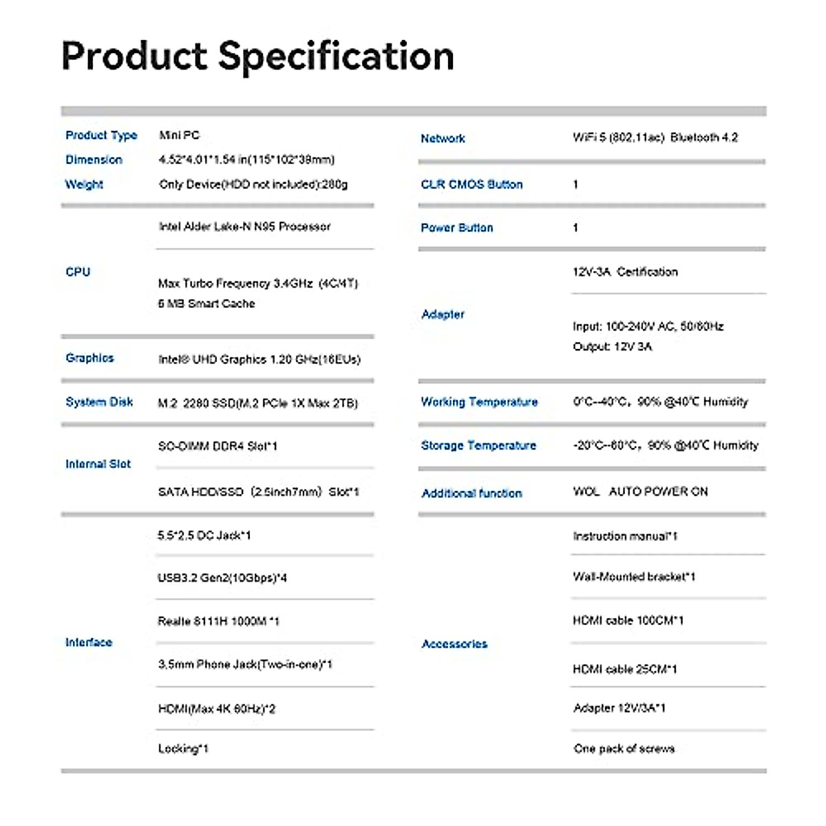 Beelink Mini PC, Mini S12 Intel 12th Gen 4-Core N95(up to 3.4GHz), Mini Computer 8GB DDR4 RAM 256GB SSD, Desktop PC Dual HDMI 4K UHD/Gigabit Ethernet/Dual WiFi5/BT4.2/Linux PC(Ubuntu)/HTPC