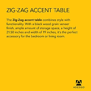 Adesso Zig-Zag Accent Table - Table Bookshelf - Storage Side Table. Home Furnishings and Decor , Black