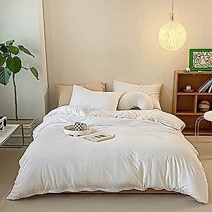 CLOTHKNOW White Comforter Sets Queen White Bedding Comforter Sets Full Plain White Bed Comforter Solid White Queen Size Bedding Set 3Pcs White Comforter Sets Queen
