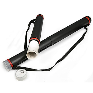 Hang-A-Plan Blueprint, Document, Poster Tube with Carry Strap, Expandable 24" to 39", Hard Plastic