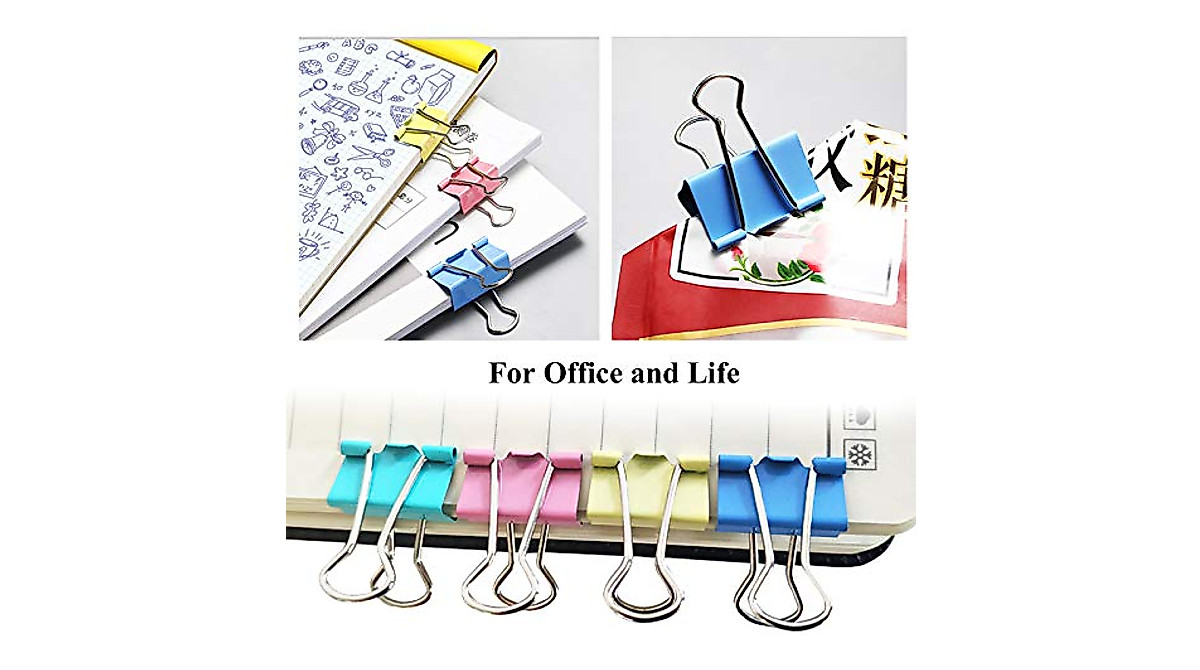 40 Colorful Medium Binder Clips for Office & Home Organization