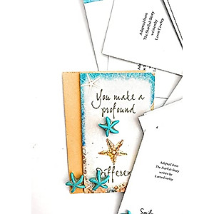 Smiling Wisdom - Bulk 30 Sets - Starfish Story You Make a Difference - Employee Appreciation Mini Greeting Card and Keepsake Gift Sets - 90 Pieces (Starfish - Kraft Envelopes)
