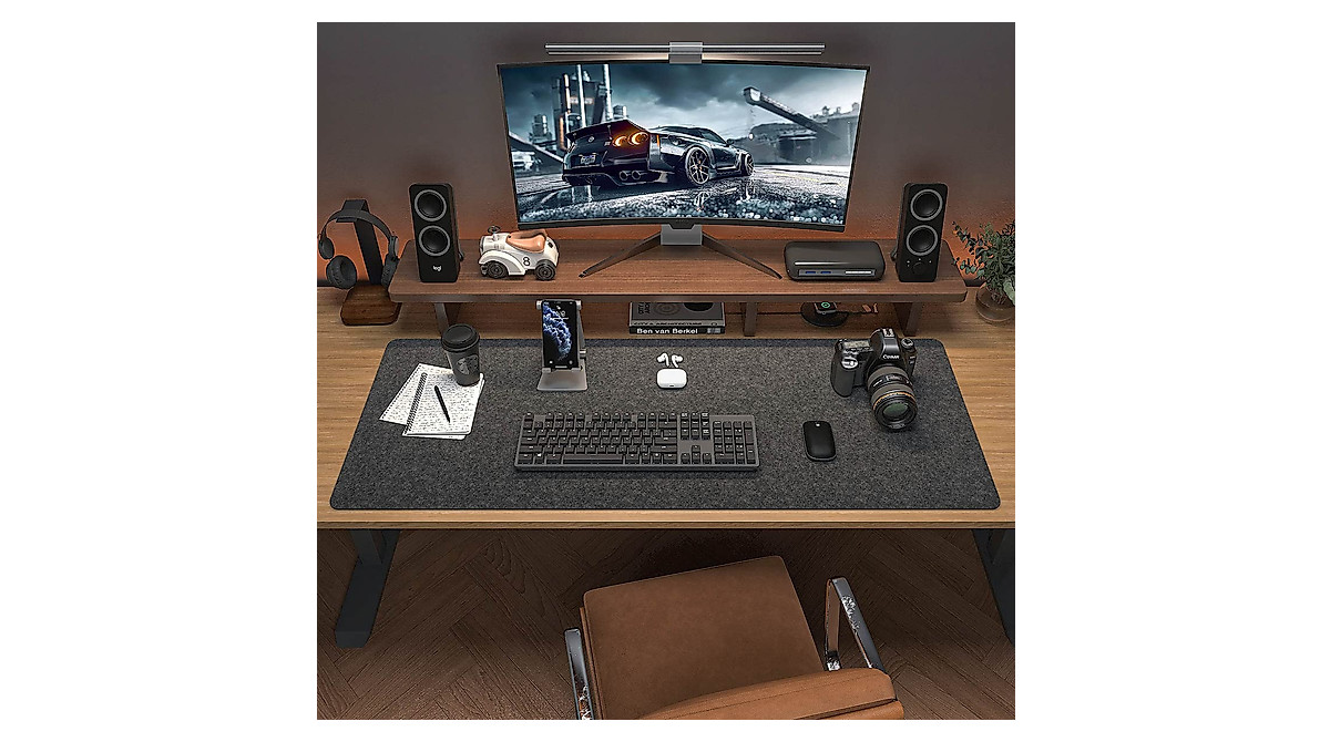 DAWNTREES Large Felt Desk Pad 40x16 Inches for Workspace Protection