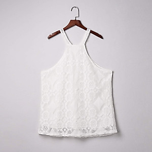 Padaleks Women's Colorblock O Neck Strappy Camisole Tank Tops Cold Shoulder Loose Casual Sleeveless Shirts Blouses