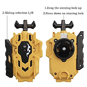 Launcher and Grip,Sparking Left&Right L/R Two-Way Launcher Compatible with All Bey Burst Series Bey Battling-Gold