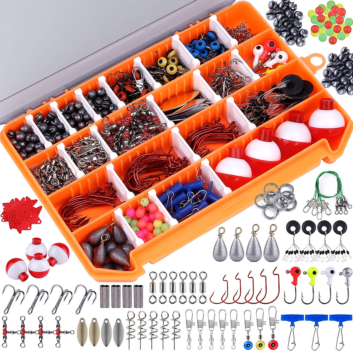 PLUSINNO Telescopic Fishing Rod and Reel Combo, 263 Pcs Fishing Tackle Kit with Tackle Box