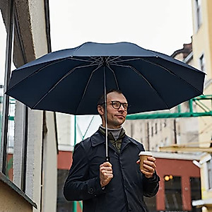 G4Free Large Umbrella 54 Inch Windproof Travel Umbrellas for Rain, Small Compact Reverse Folding Umbrella with 10 Ribs Automatic Open Close (Blue)
