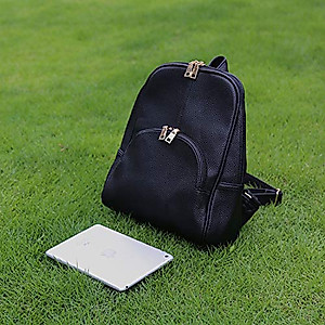 KKXIU Women Backpack Purse Casual daypacks for ladies Synthetic Leather Shoulder Bag (Medium, Black)