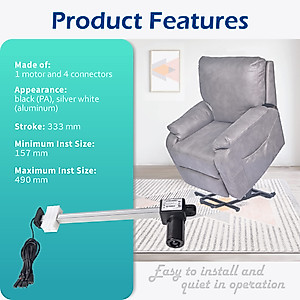 Okin Refined-R Model JLDQ-12 & JLDQ.12.157.333W Power Recliner Motor Lift Chair Actuator Replacement